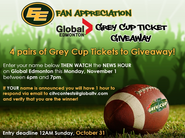 Global Edmonton Grey Cup Giveaway – Edmonton Eskimo Fan Appreciation ...