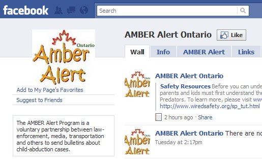 Ontario Amber Alert program gets Facebook page | Globalnews.ca