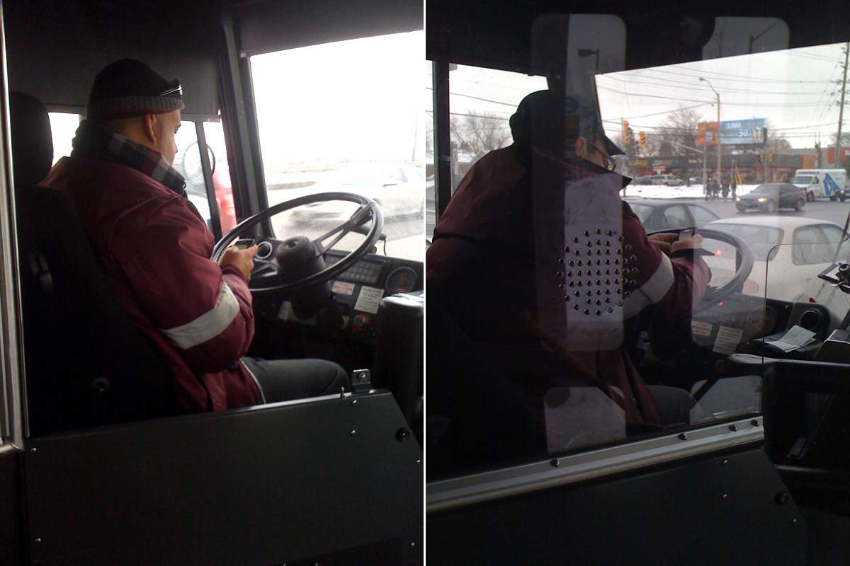 Two Toronto city bus drivers photographed texting while driving ...