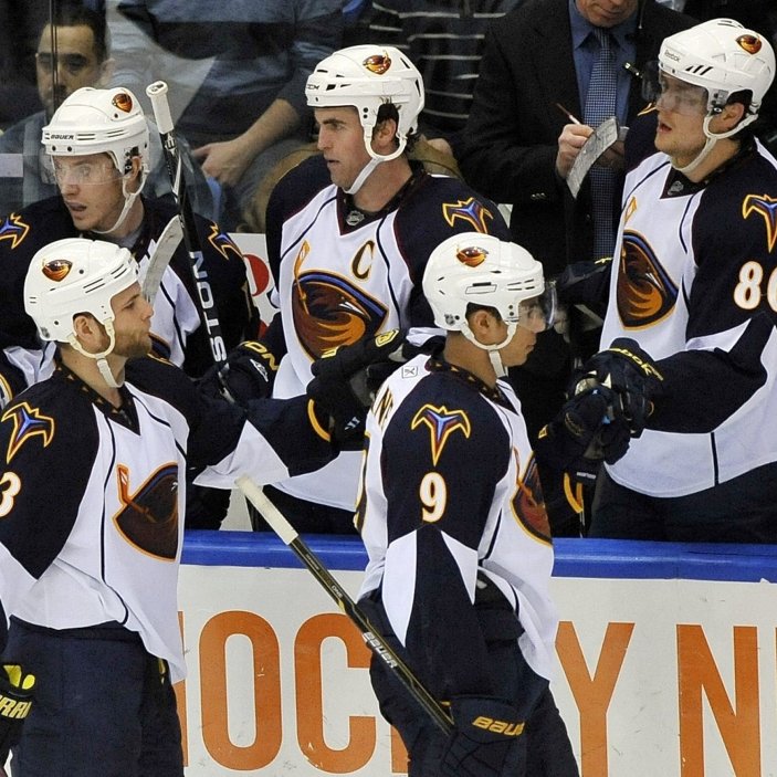 Atlanta Thrashers players react to their NHL team moving to Winnipeg ...