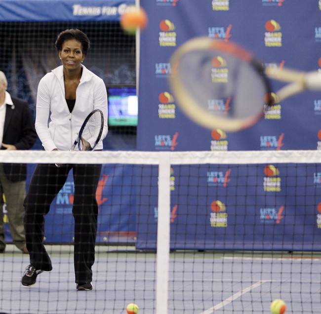 Michelle Obama visits US Open as part of campaign against childhood ...