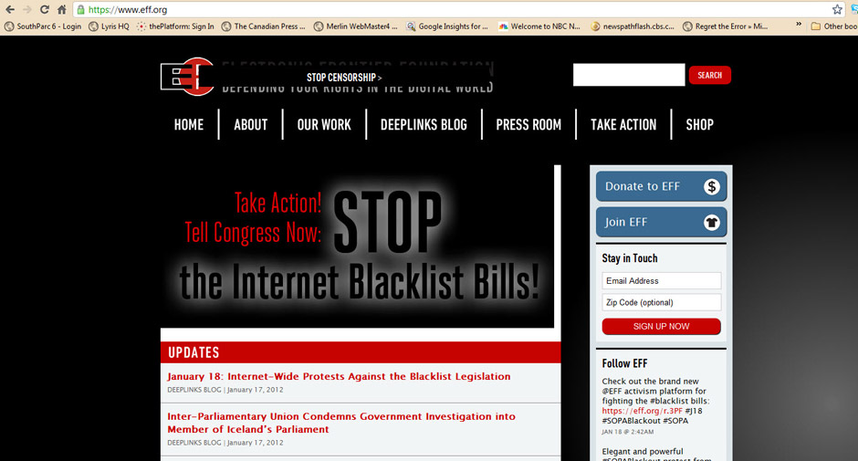 Websites protest SOPA | Globalnews.ca