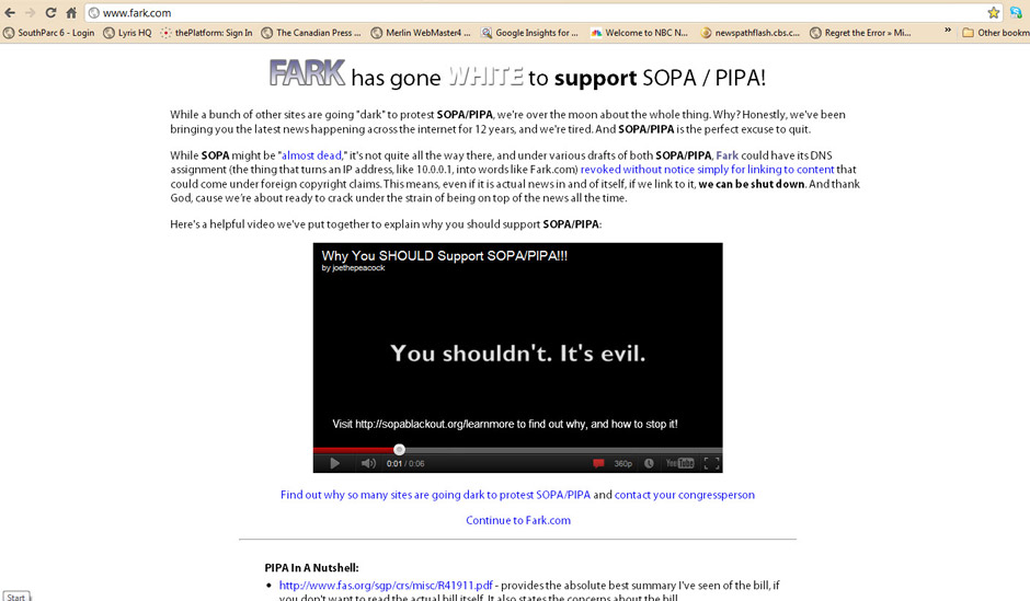 Websites protest SOPA | Globalnews.ca