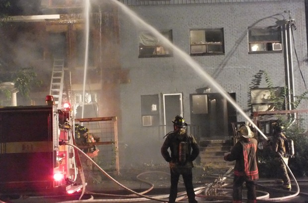 Four alarm fire causes overnight evacuation of downtown homes ...