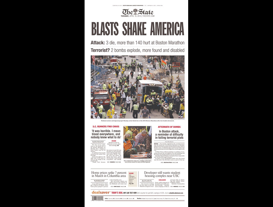 Gallery: Newspaper front pages morning after Boston Marathon - National ...