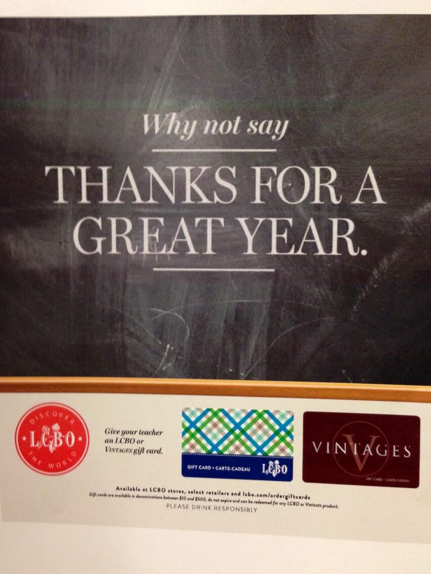 LCBO ads selling gift cards for teachers - Toronto | Globalnews.ca