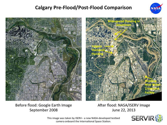 NASA camera releases photos of Calgary before and after flood ...