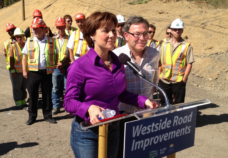 Clark commits another $1 million to Westside Road upgrades | Globalnews.ca