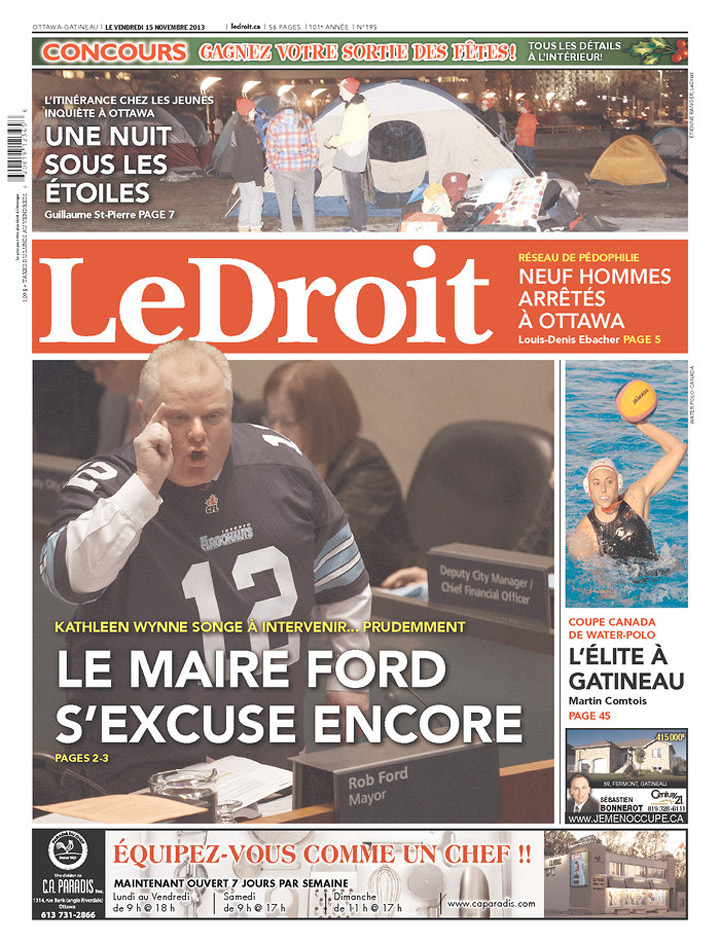 Photos: Newspaper headlines day after Toronto Mayor Rob Ford makes lewd ...