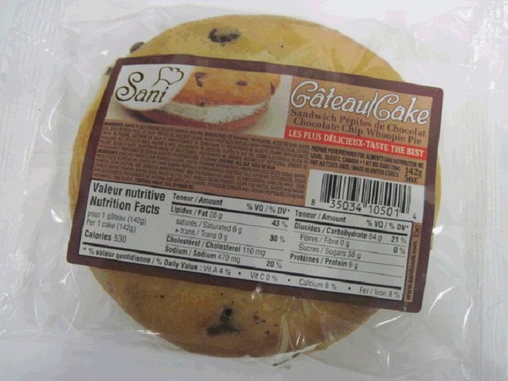 Sani brand cakes sold in Quebec recalled: milk not declared on label ...