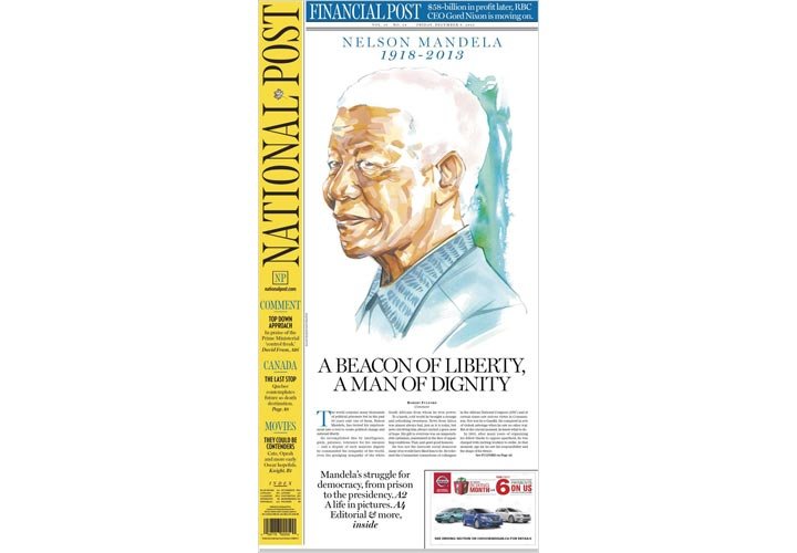 Mourning the death of Nelson Mandela: Newspaper, magazine front pages ...