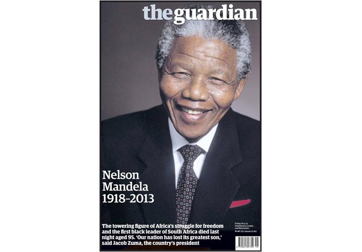 Mourning the death of Nelson Mandela: Newspaper, magazine front pages ...
