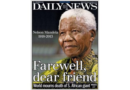 Mourning the death of Nelson Mandela: Newspaper, magazine front pages ...