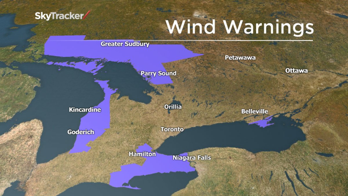 Wind warnings issued across southern Ontario, colder weather moving in ...