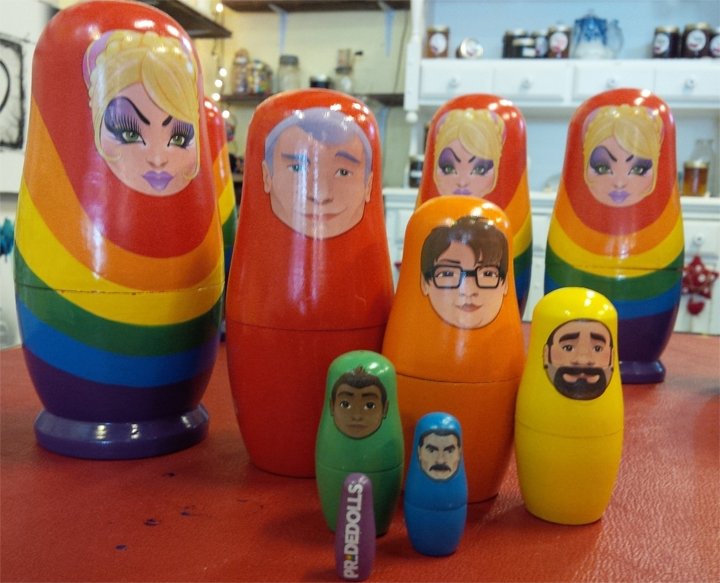 Artist supports LGBT athletes with rainbow-themed Russian nesting dolls ...