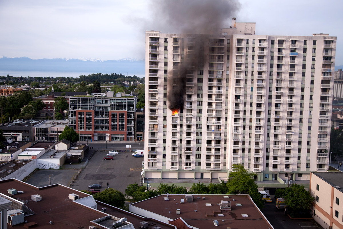 Approximately 100 people displaced by fire in Victoria’s View Towers ...