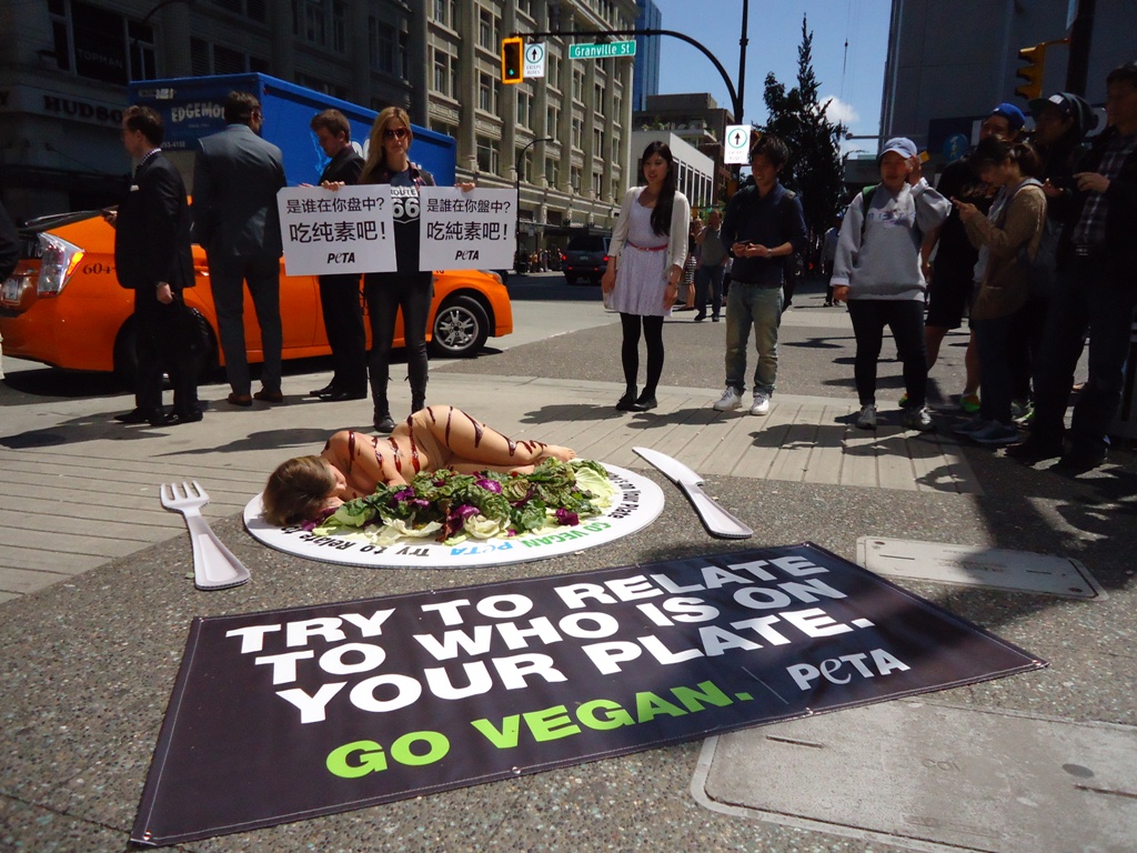 WATCH: PETA protest turns heads in downtown Vancouver - BC | Globalnews.ca