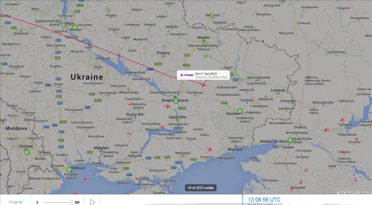 Website shows Air Canada-shared flight was 25 minutes ahead of MH17 ...