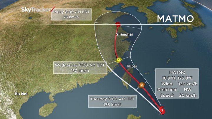 Typhoon Matmo heading toward Taiwan, China - National | Globalnews.ca