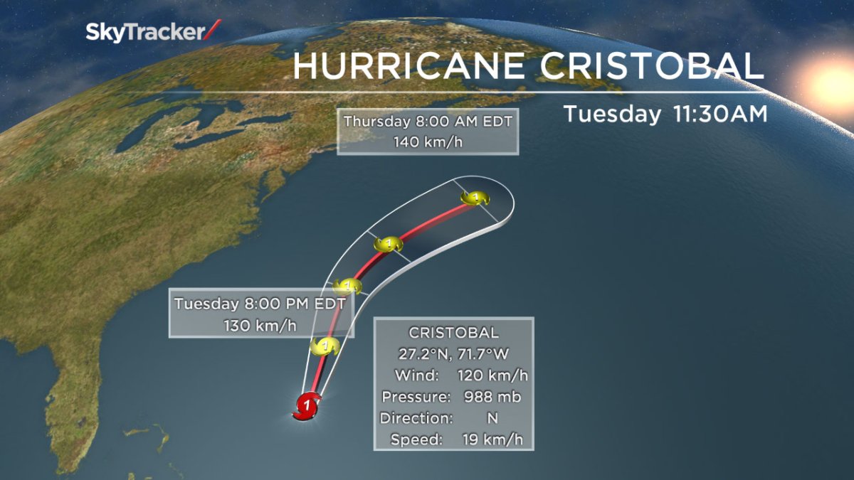 Cristobal strengthens into hurricane, heading toward Bermuda - National ...