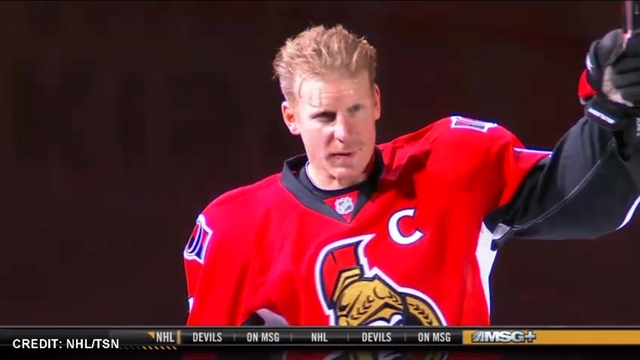 Daniel Alfredsson says farewell to Senator fans during pre-game ...