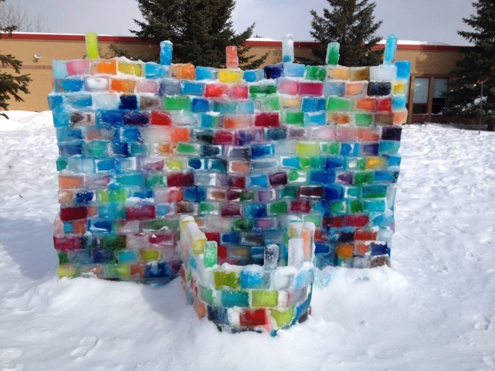 Students at Evergreen Elementary build colourful ice castle - Montreal ...