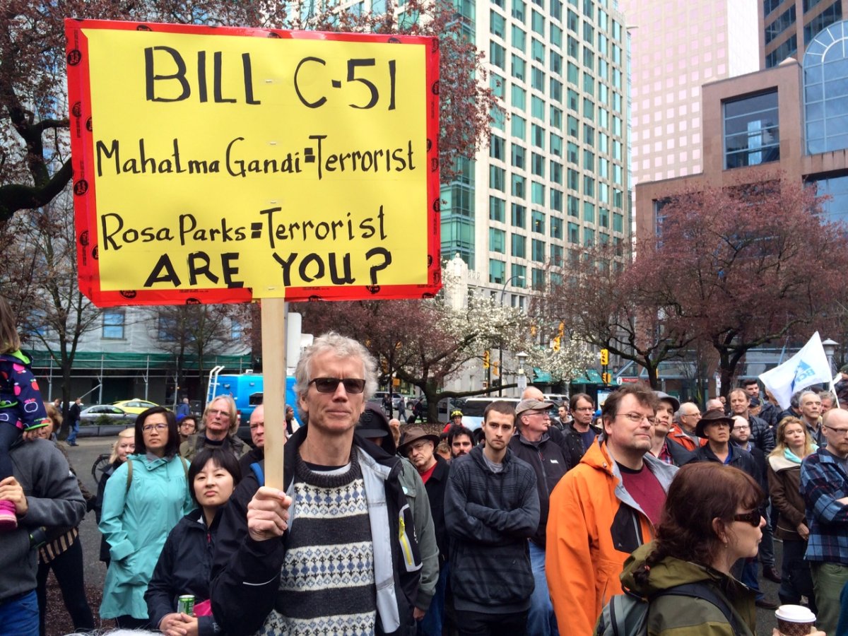 Bill C-51 protesters rally in downtown Vancouver for ‘National Day of ...