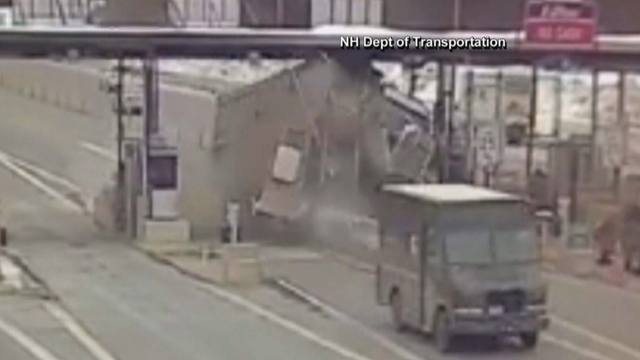 WATCH: Fast-moving tractor-trailer crashes through toll booth ...