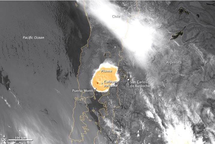 Calbuco Volcano eruption seen from space | Globalnews.ca
