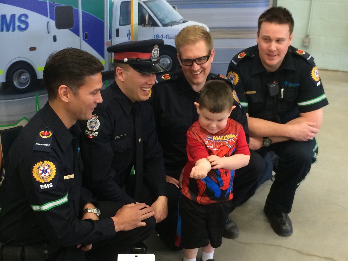 Little boy meets paramedics who saved his life years ago - Edmonton ...