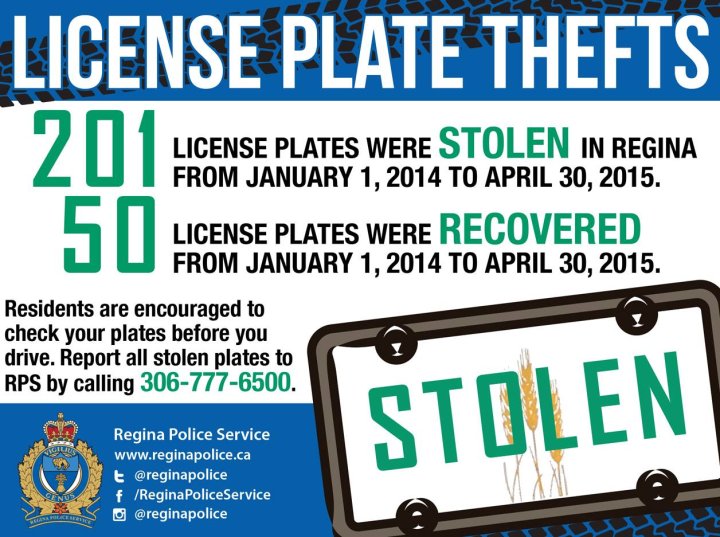 Police warn of license plate thefts - Regina | Globalnews.ca