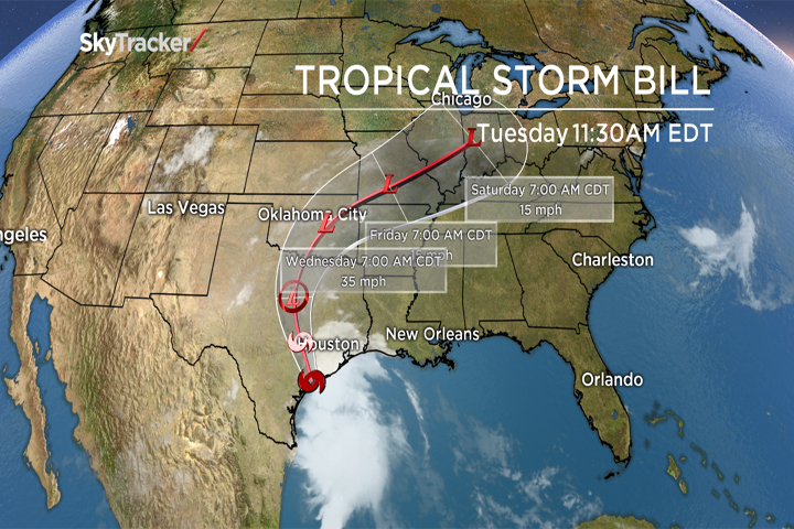 Tropical Storm Bill churns in Gulf of Mexico, Hurricane Carlos in ...