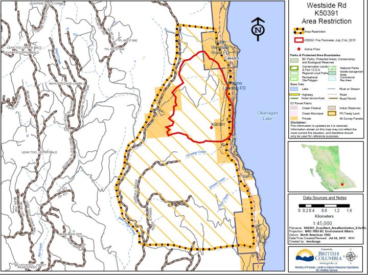 Drones over Westside Road wildfire delay fire fight | Globalnews.ca