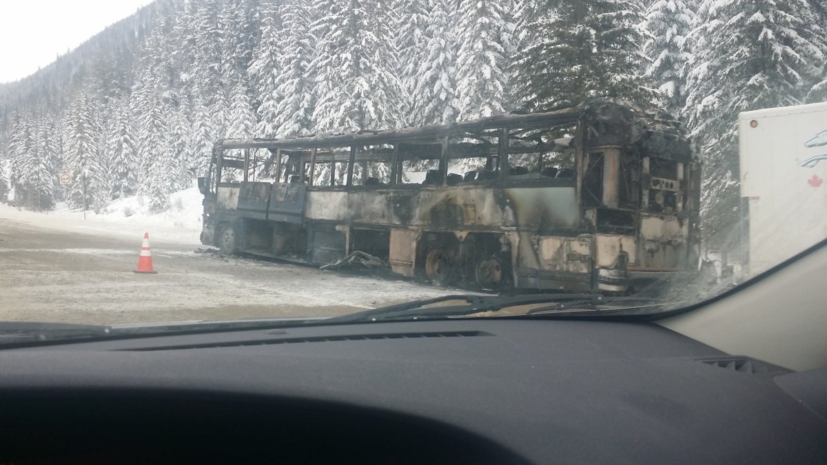 Greyhound bus fire closes Trans-Canada Highway west of Field, BC ...