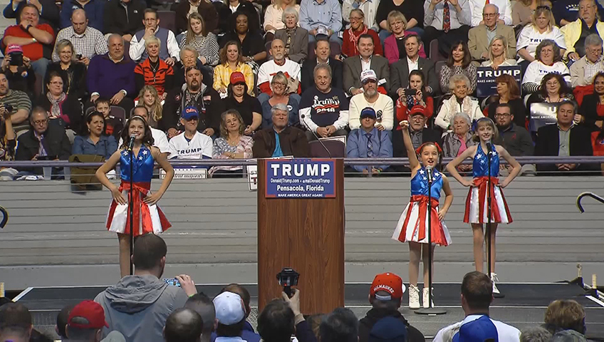 WATCH: Patriotic singers show off their ‘Ameritude’ at Trump rally in ...