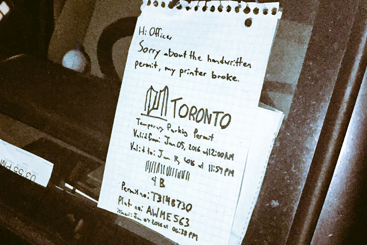 Hand-drawn parking permits spotted along Clinton Street - Toronto ...