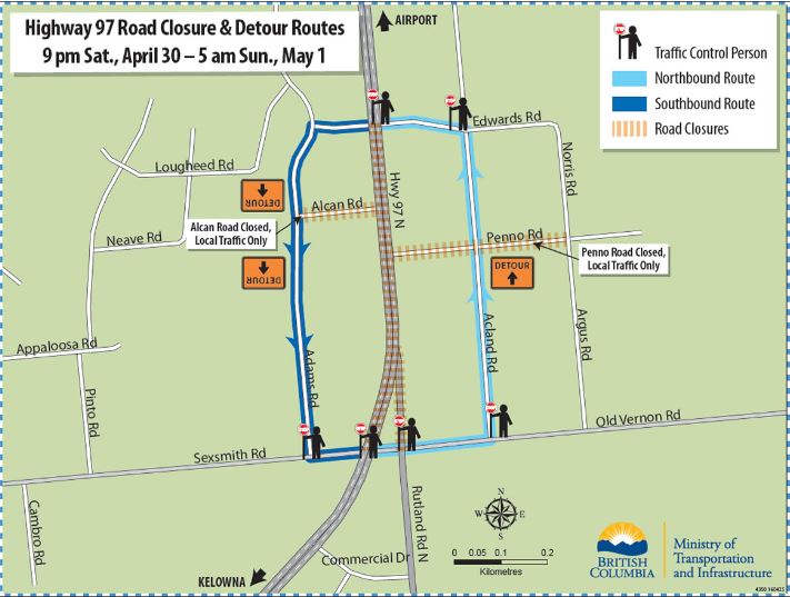 Highway 97 closed in Kelowna overnight - Okanagan | Globalnews.ca