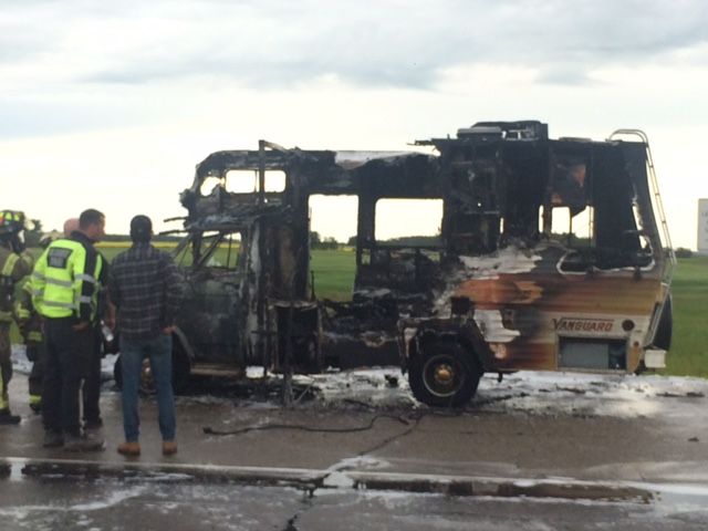 Burned out RV on QEII south of Edmonton; huge traffic jam on highway ...
