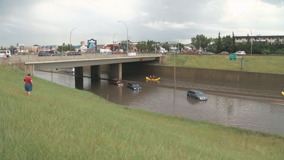 Edmonton streets flooded as city battered by rain during thunderstorm ...