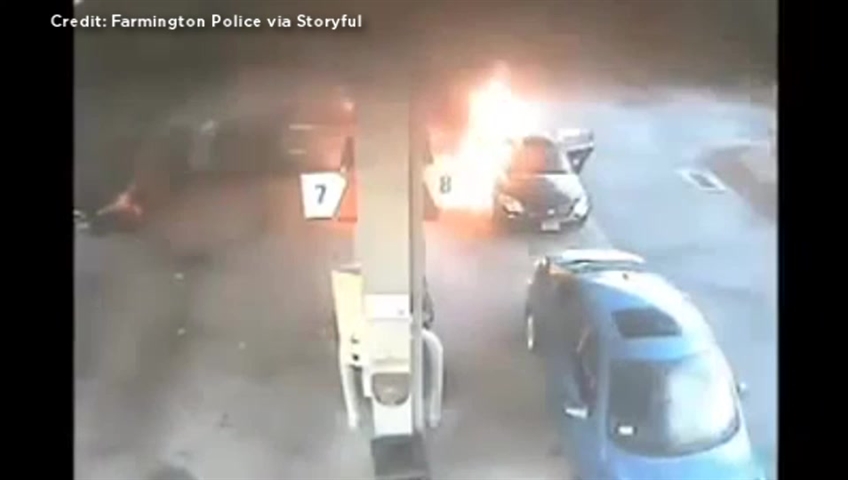 Woman pulls two children to safety moments before gas station fire ...