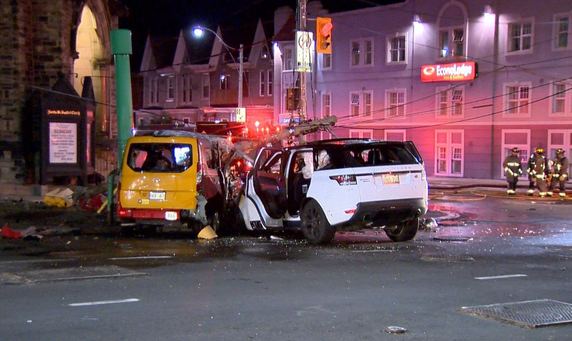 3 people taken to hospital after fiery collision in downtown Toronto ...