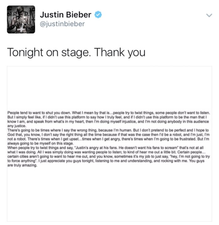 Justin Bieber tweets — then deletes — emotional letter to fans ...