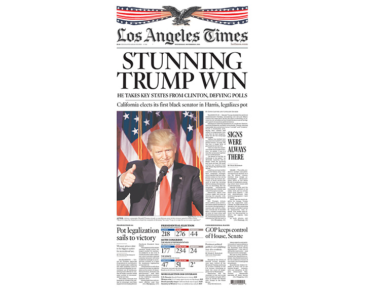 Newspaper front pages day after Donald Trump shocked America becoming ...