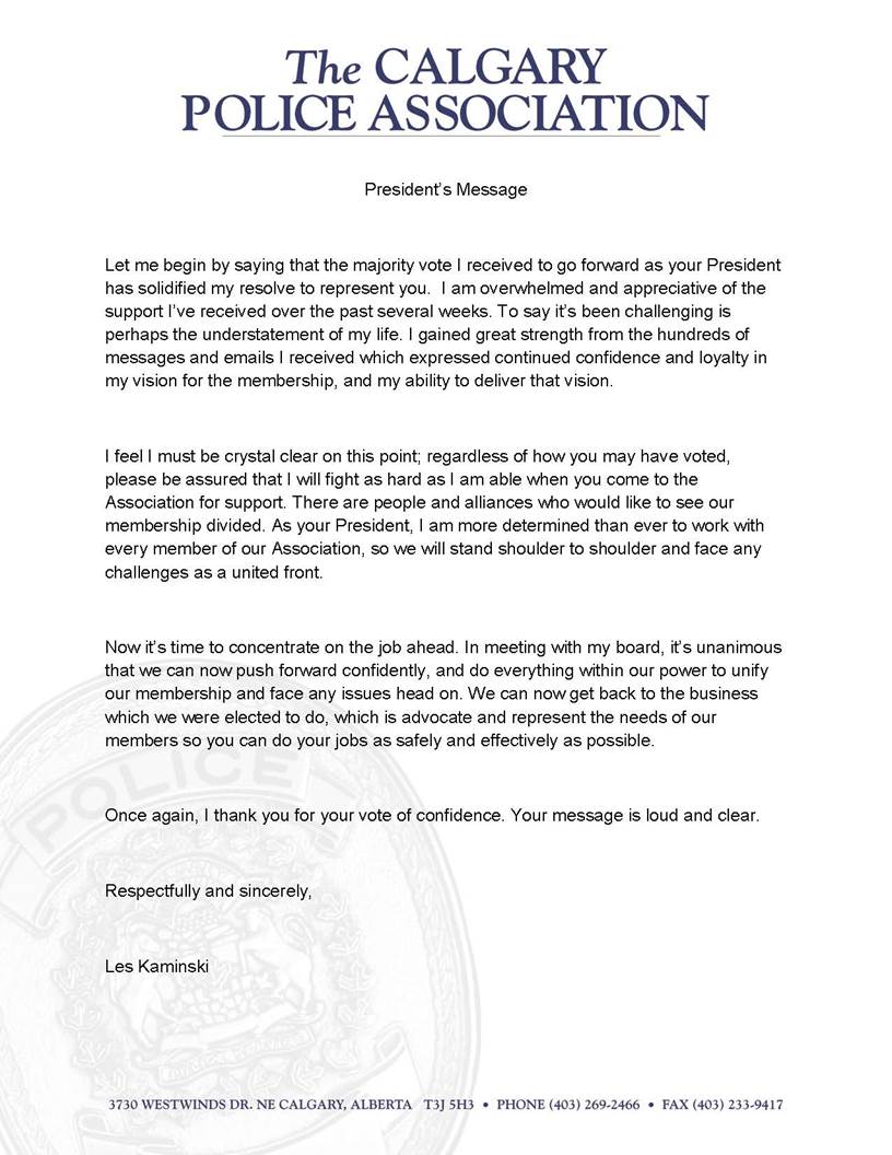 Les Kaminski remains Calgary Police Association president despite ...