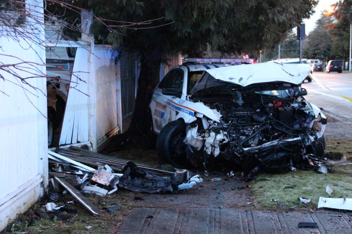 RCMP cruiser crashes into civilian car in Surrey: Both drivers suffer ...