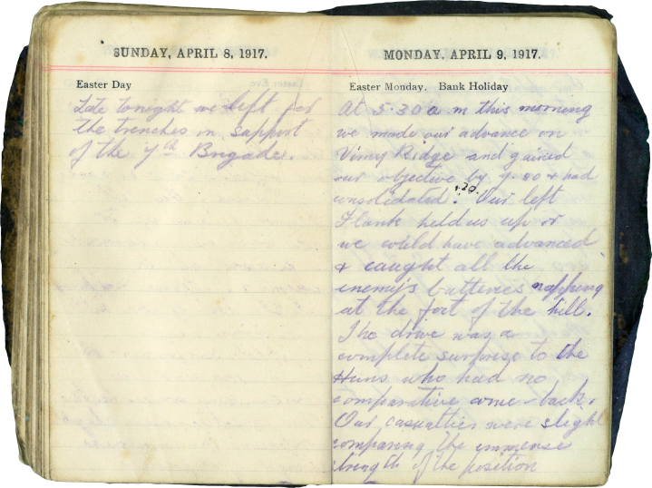Long lost diary of Edmonton soldier sheds light on Battle of Vimy Ridge ...