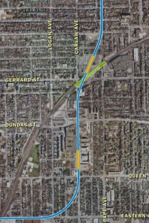 City staff proposes new Downtown Relief Line route along Carlaw Ave ...