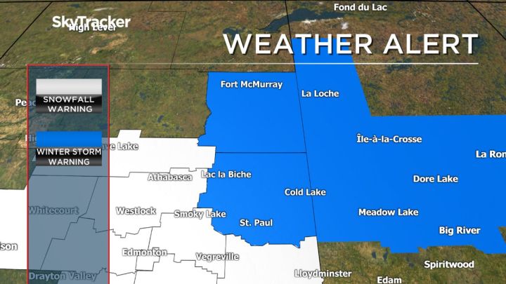 Snowfall warning in place for much of central Alberta, including ...