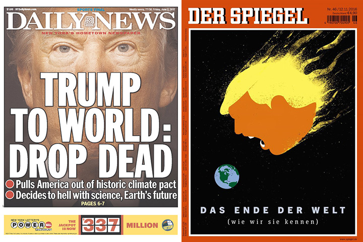 Newspaper front pages day after Donald Trump pulls U.S. out of Paris ...