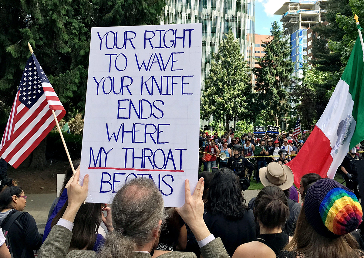 Huge crowds converge in Portland for Donald Trump rally, protest ...